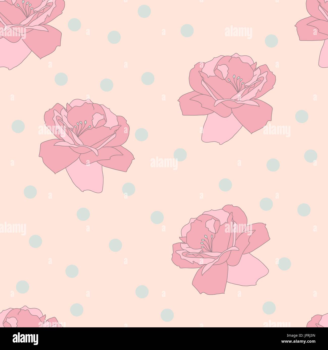 Seamless pink rose and confetti pattern. Flower background. Vecor ...