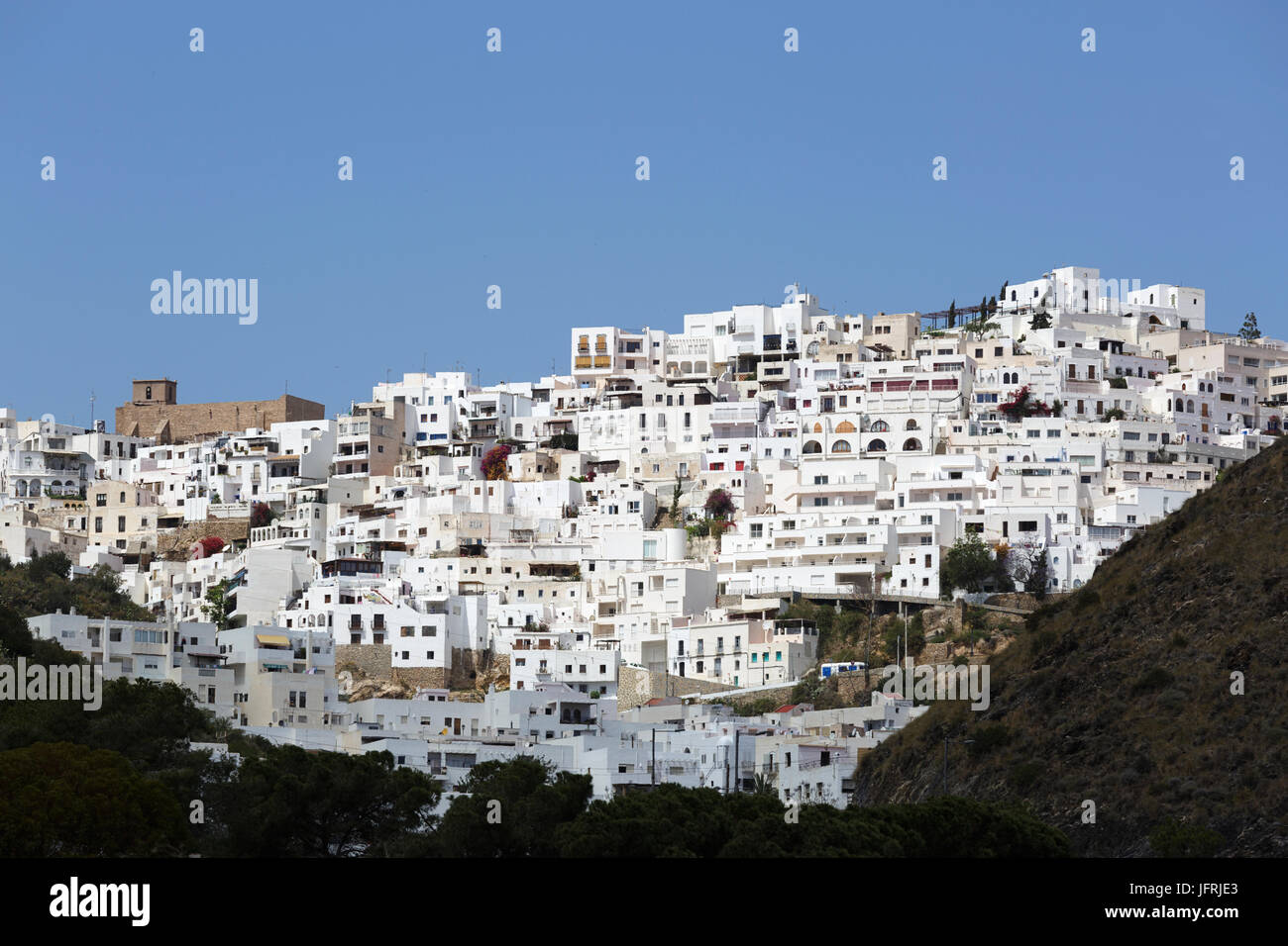 Mojacar, Old town, view from distance, Almeria province, Andalusia ...