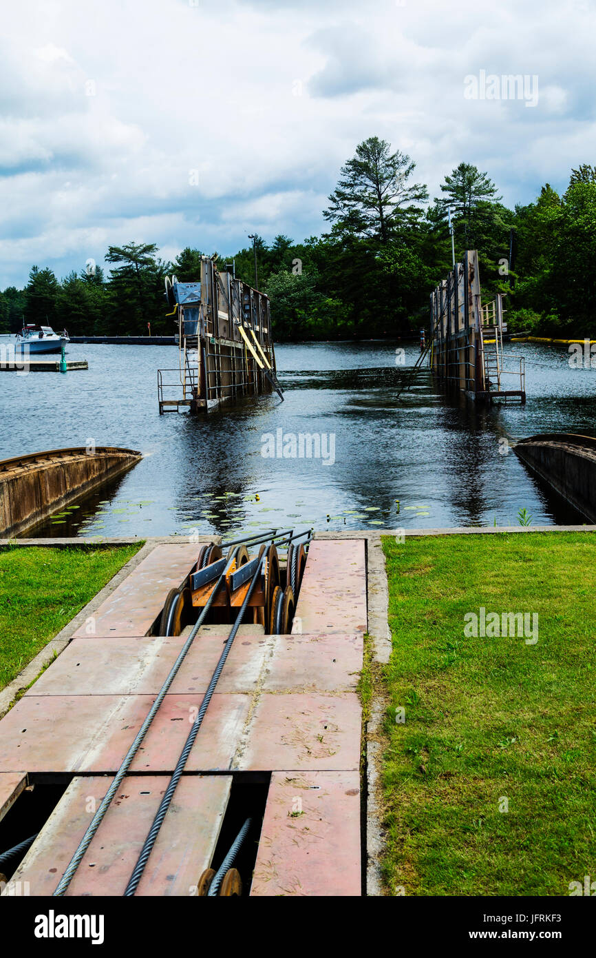 Big Chute Marine Railway lock 44 the Trent Severn Waterway in Ontario ...