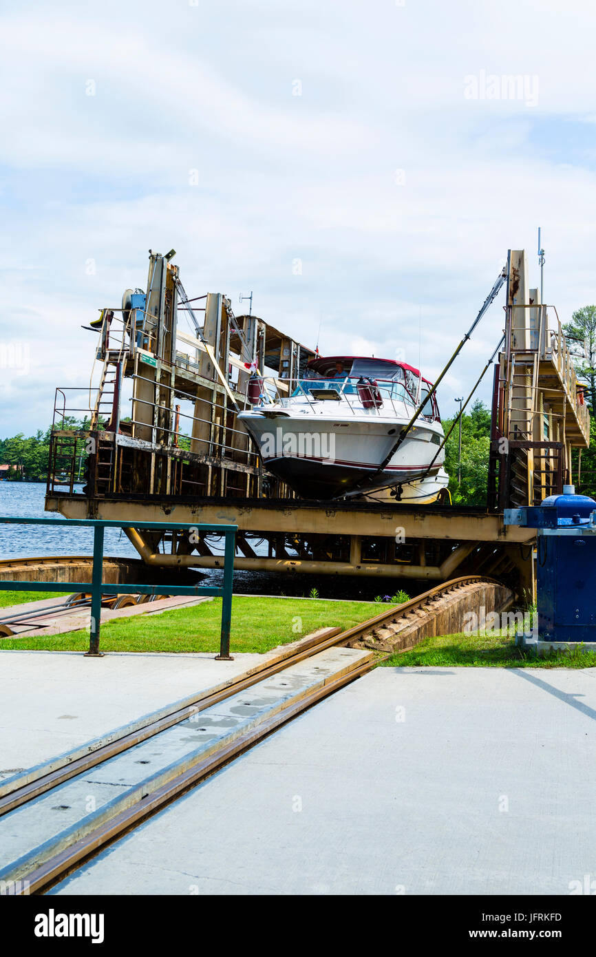 Big Chute Marine Railway lock 44 the Trent Severn Waterway in Ontario ...