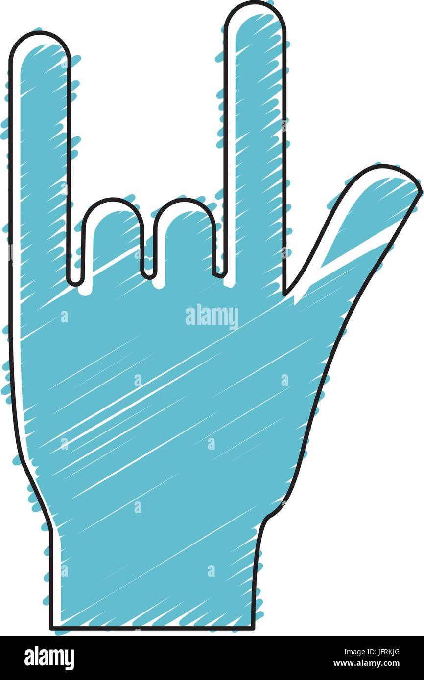 hand with rock symbol and musical signals Stock Vector Image & Art - Alamy