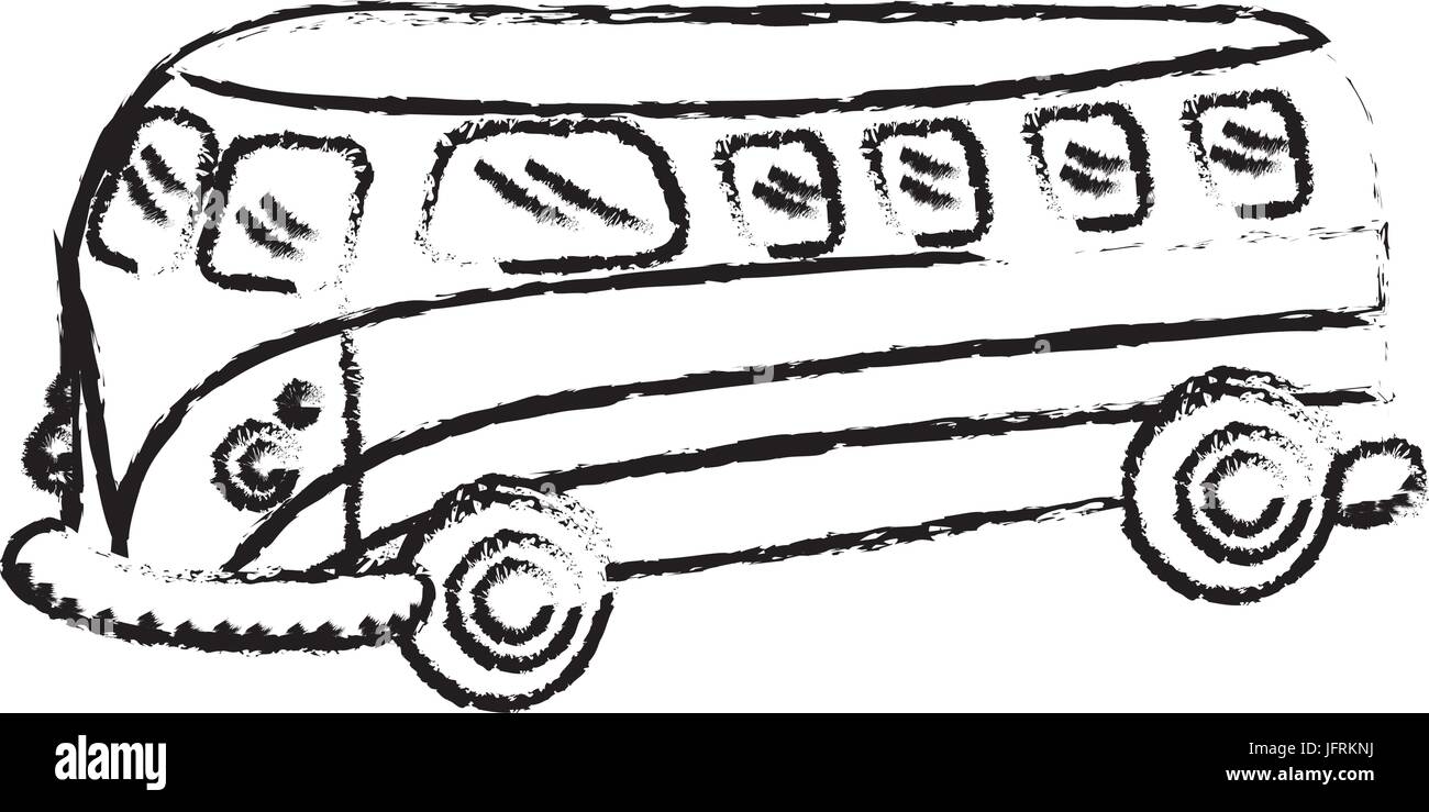 figure retro hippie bus transportation with flowers Stock Vector Image ...