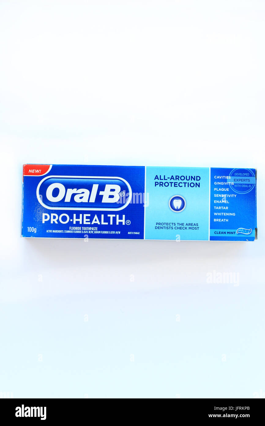 Oral B Pro Health toothpaste isolated against white background Stock ...