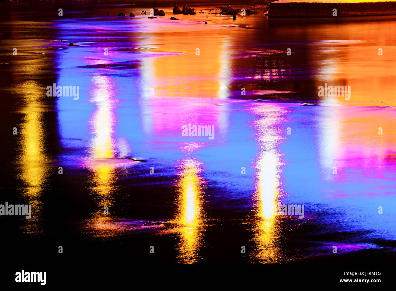Reflection of light in the river Colorful water reflection Stock Photo ...