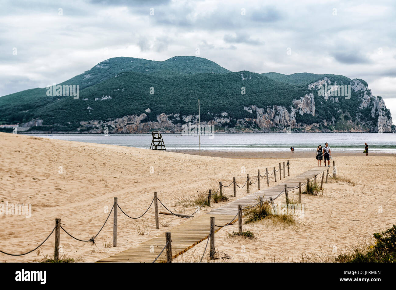 Beach of Laredo town of Cantabria, north of Spain, Europe Stock Photo ...