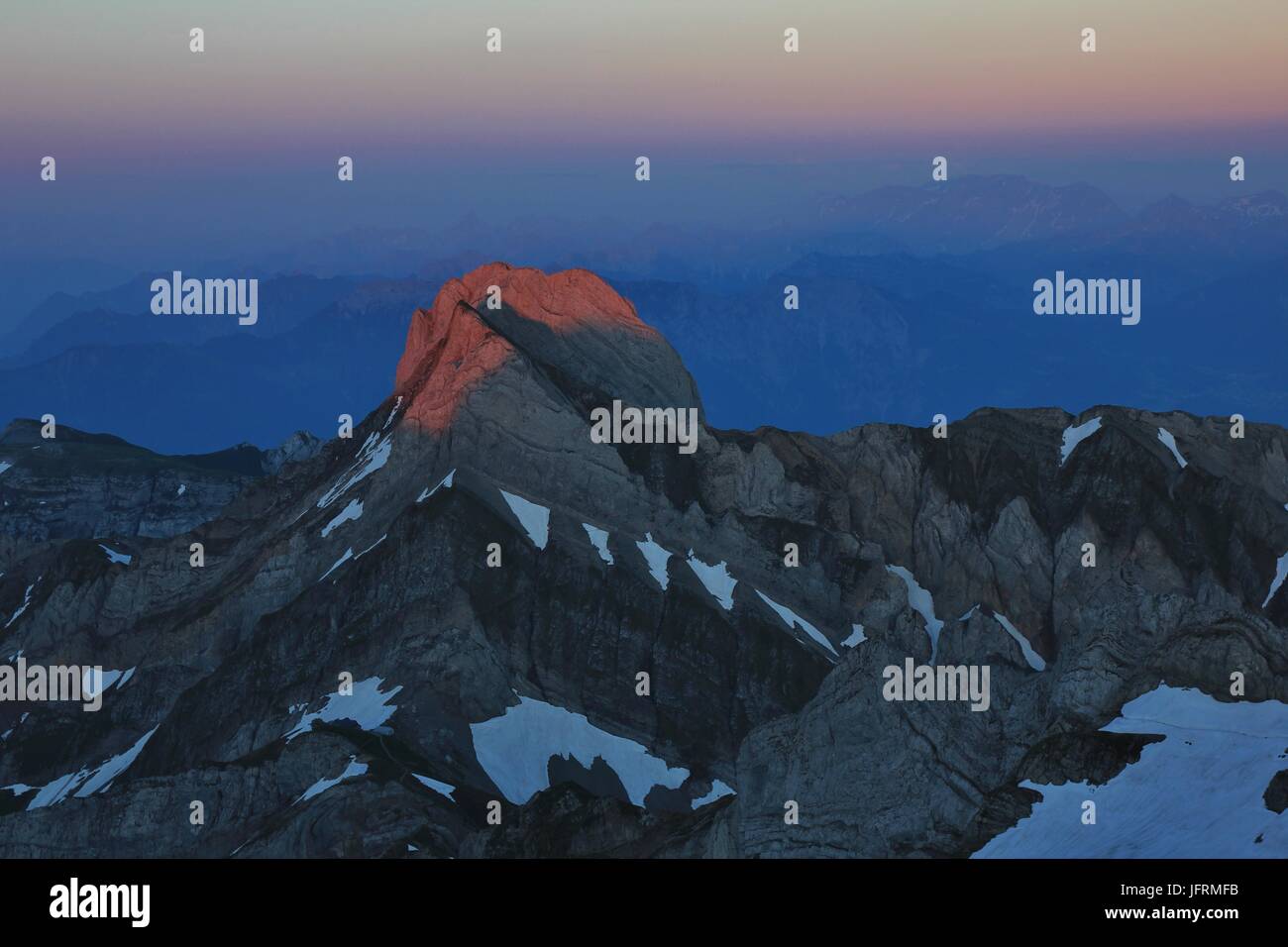 Mount Altmann at sunset. View from Mount Santis Stock Photo - Alamy