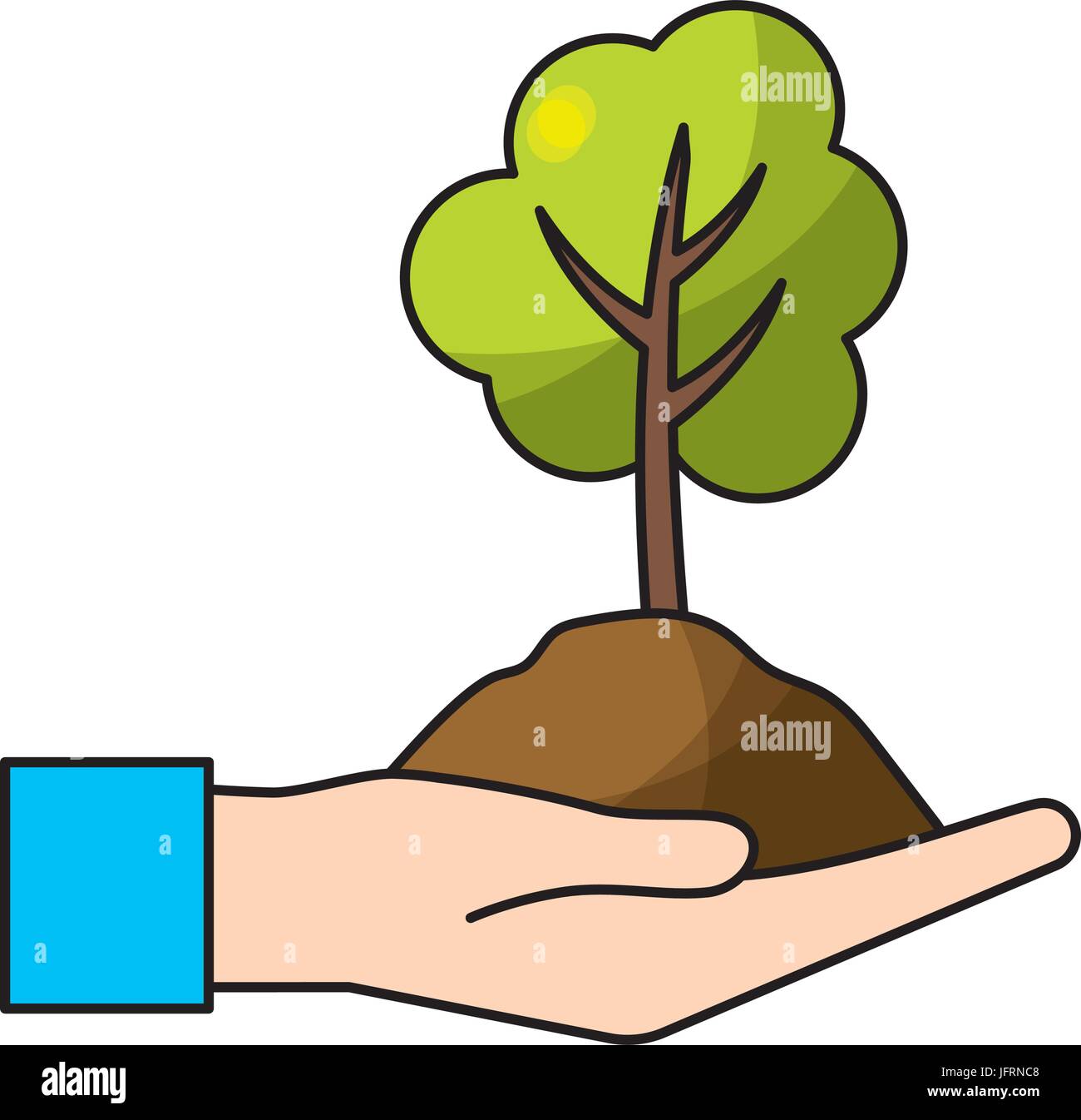 hand with natural tree and ground icon Stock Vector Image & Art - Alamy