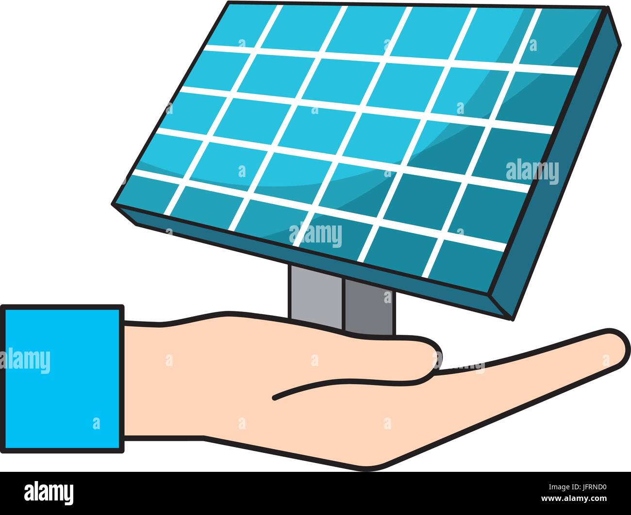 hand with solar energy element to reuse energy Stock Vector Image & Art ...