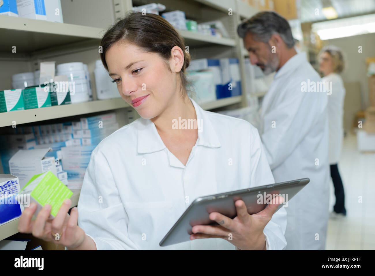 reading the label of the medicine Stock Photo - Alamy
