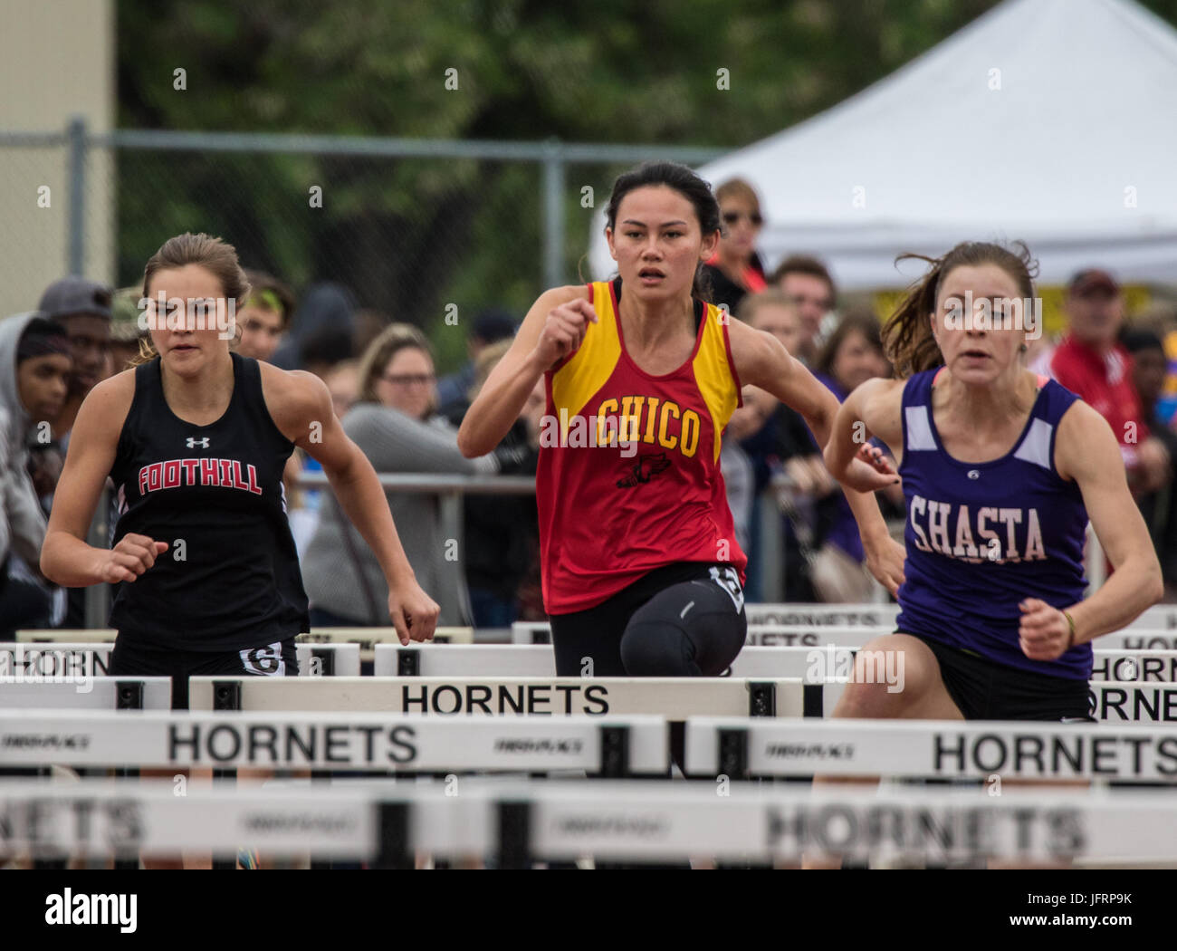 Track and field action at the Hornet Invite in Redding, California ...