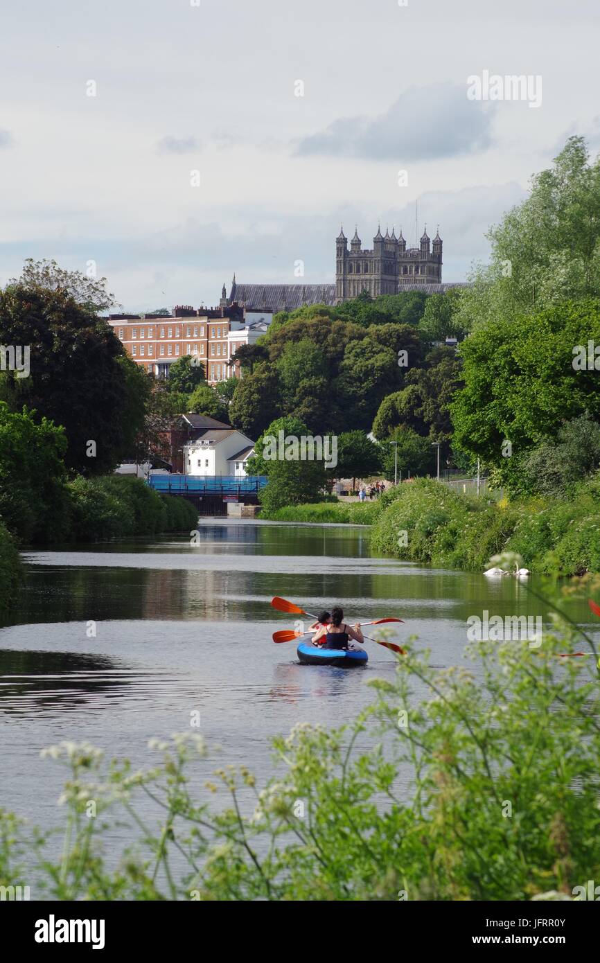 Kayakers Paddling the Exeter Ship Canal, Looking North towards Exeter ...
