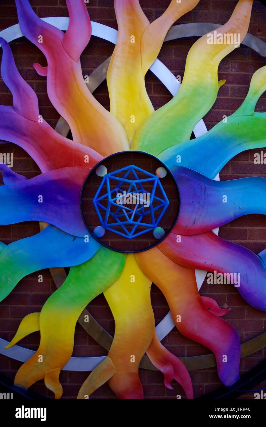 The Colourful New Rainbow Gate Public Art. Entrance to Rougemont Garden ...