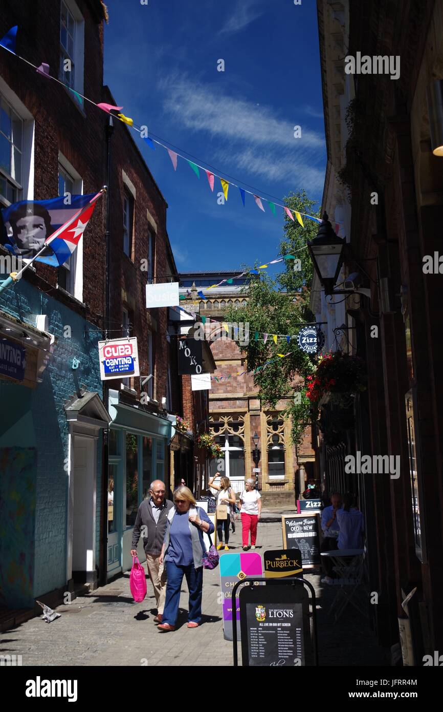 Gandy Street in Exeter City Centre, Independent shopping alleyway ...