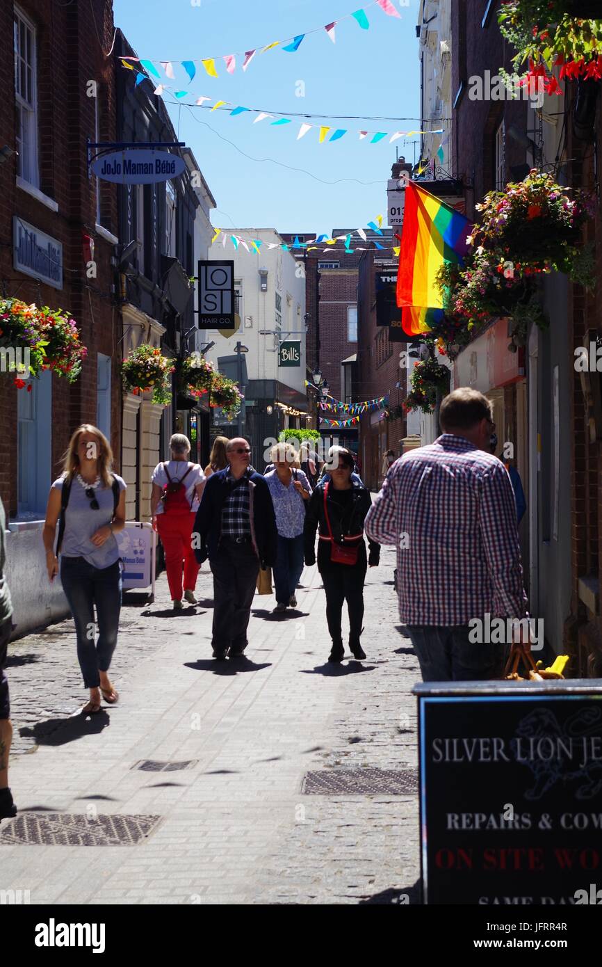 Gandy Street in Exeter City Centre, Independent shopping alleyway ...