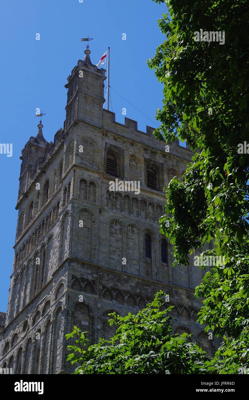 The North Tower of Exeter Cathedral (St Paul's Tower), Flying the Cross ...