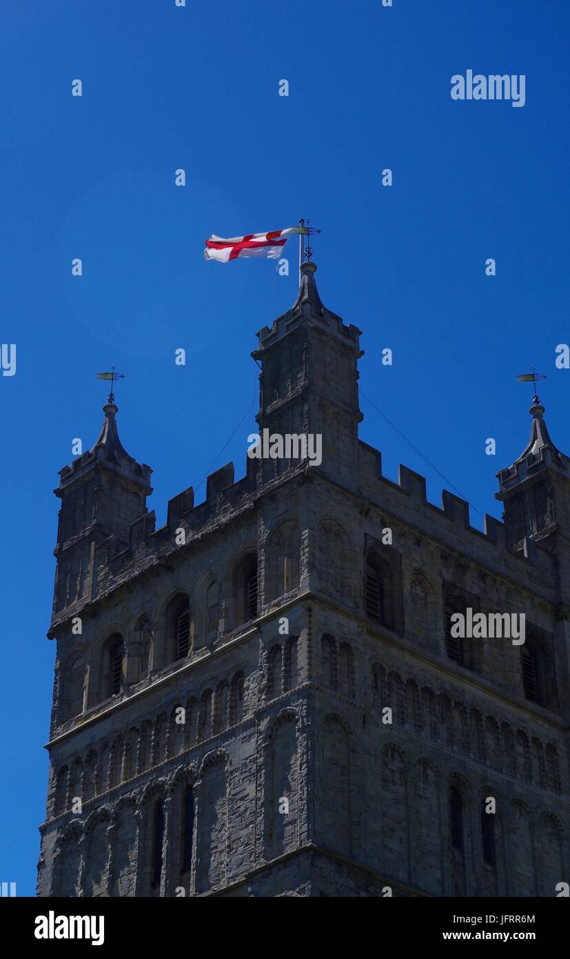 The North Tower of Exeter Cathedral (St Paul's Tower), Flying the Cross ...