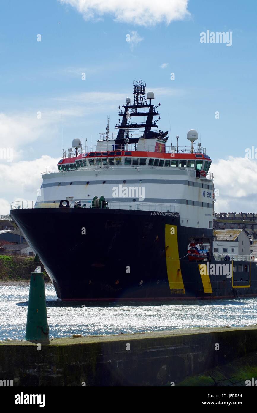 Caledonian Vanguard Oil Support Vessel Ship Leaving Aberdeen Harbour ...