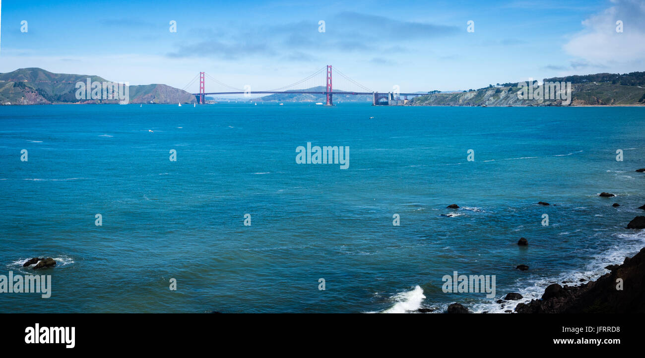 Pacific Ocean and Golden Gate Bridge in San Francisco, California, seen ...