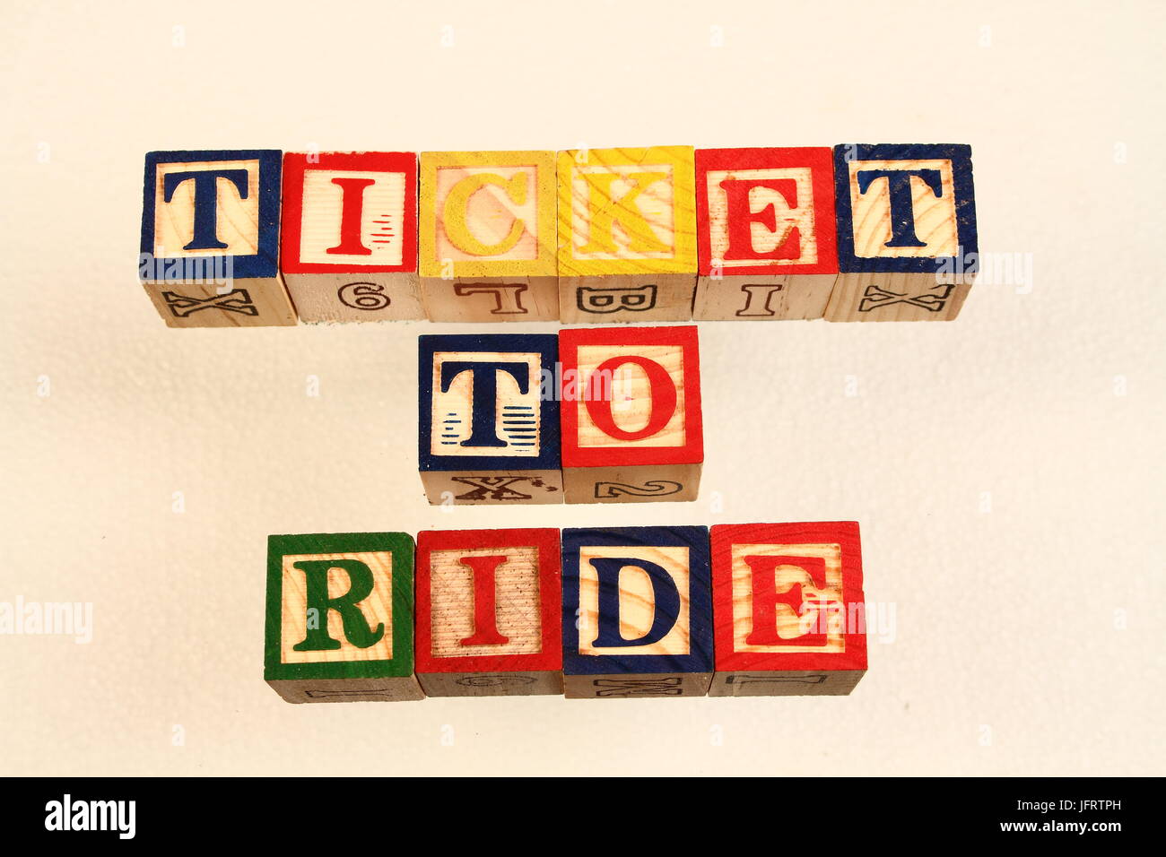 The term ticket to ride visually displayed on a white background using ...