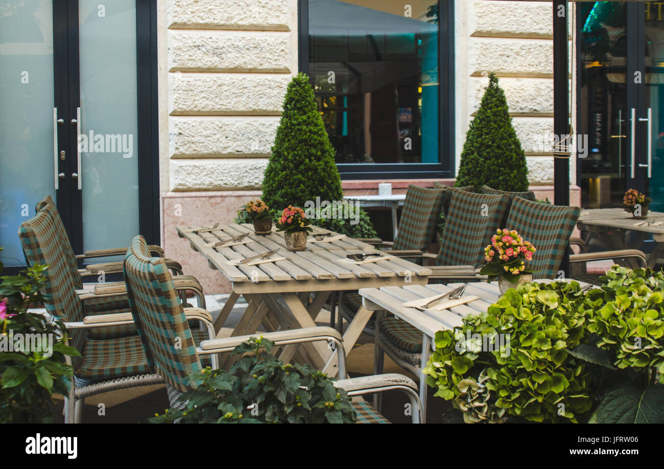 Traditional street cafe, restaurant Stock Photo - Alamy