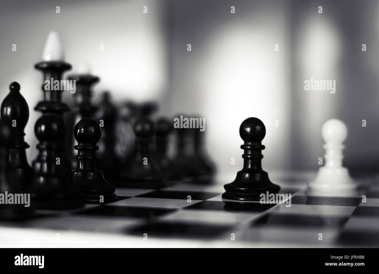 black and white chess on chessboard Stock Photo - Alamy