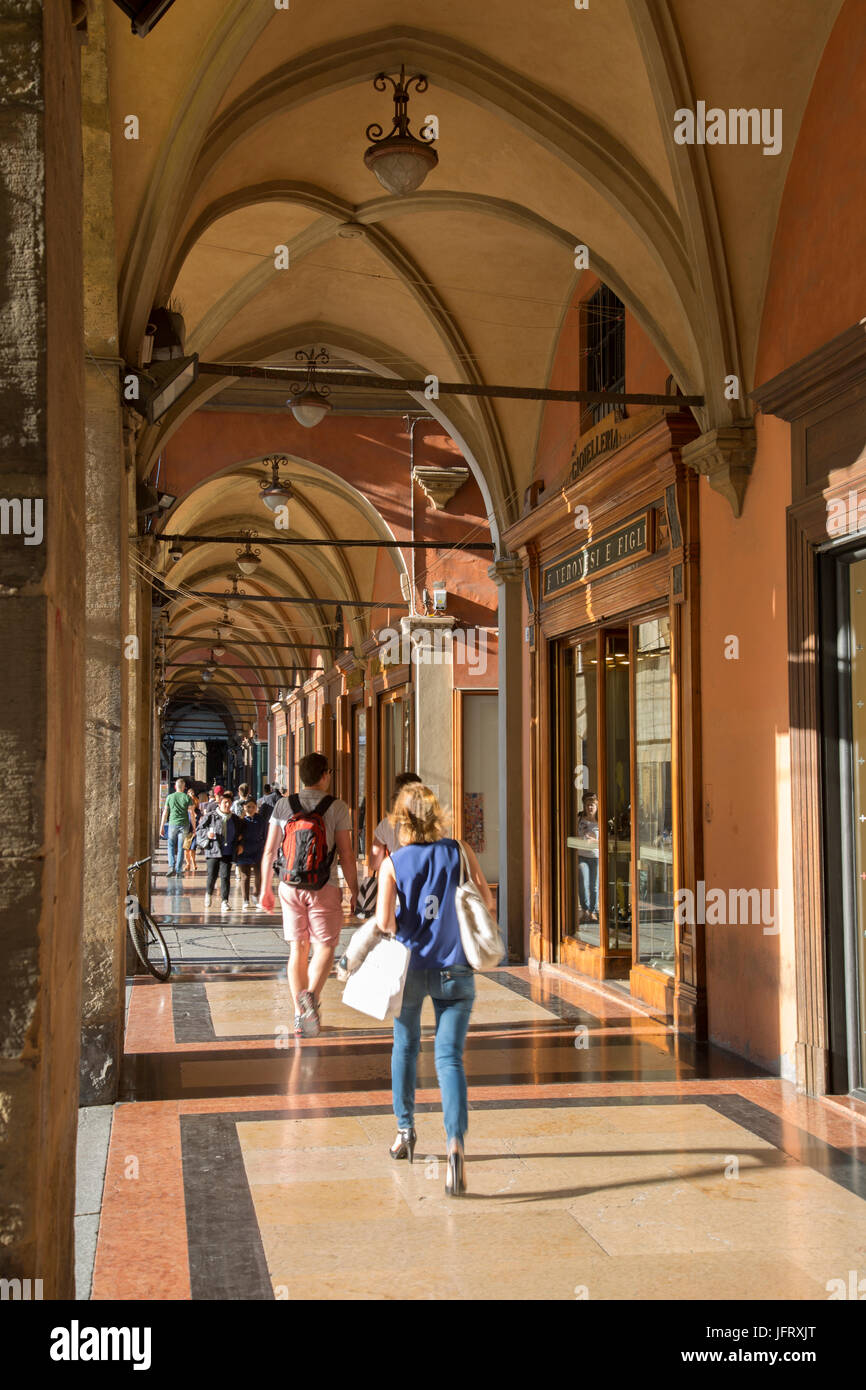 Portico on Piazza Maggiore - Main Square, Bologna, Italy Stock Photo ...