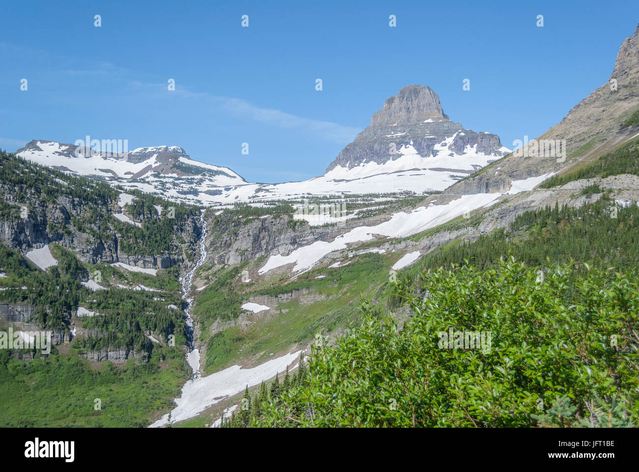 Snow on the Mountains above Logan Pass Glacier National Park Stock ...