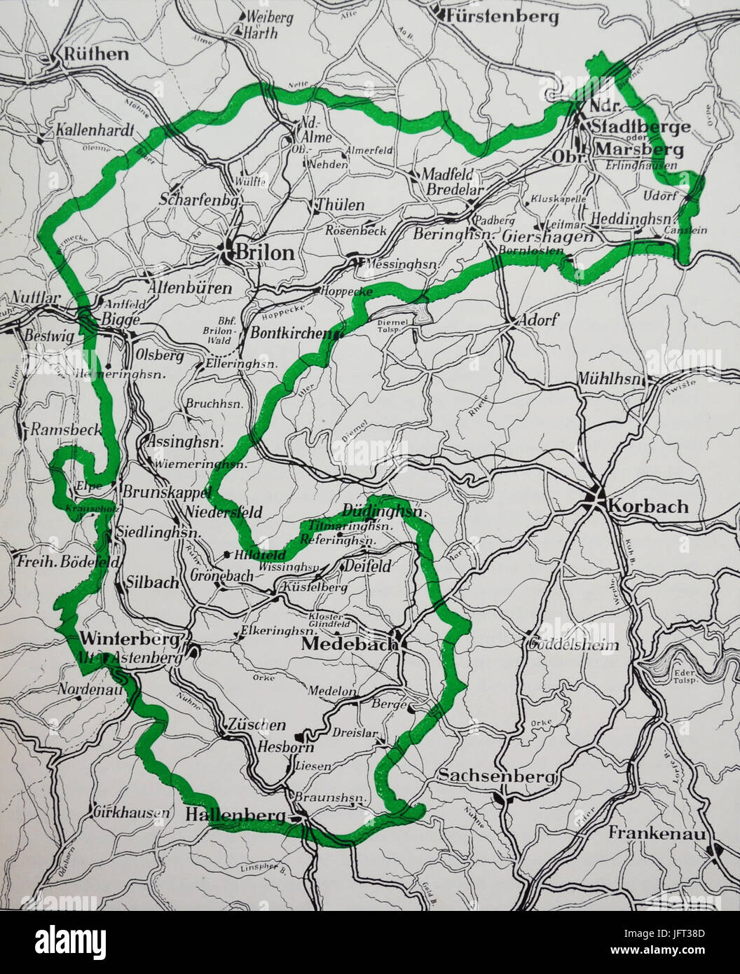 ä9Cbersichtskarte des Kreises Brilon Stock Photo - Alamy