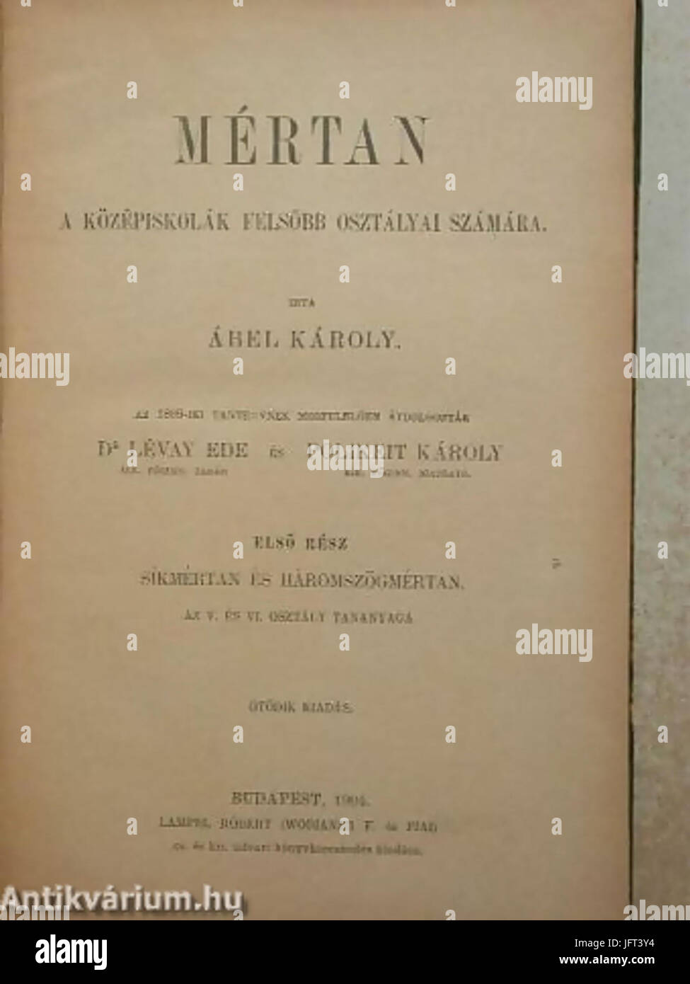 Ábel Károly Mértan I címlap2 Stock Photo - Alamy