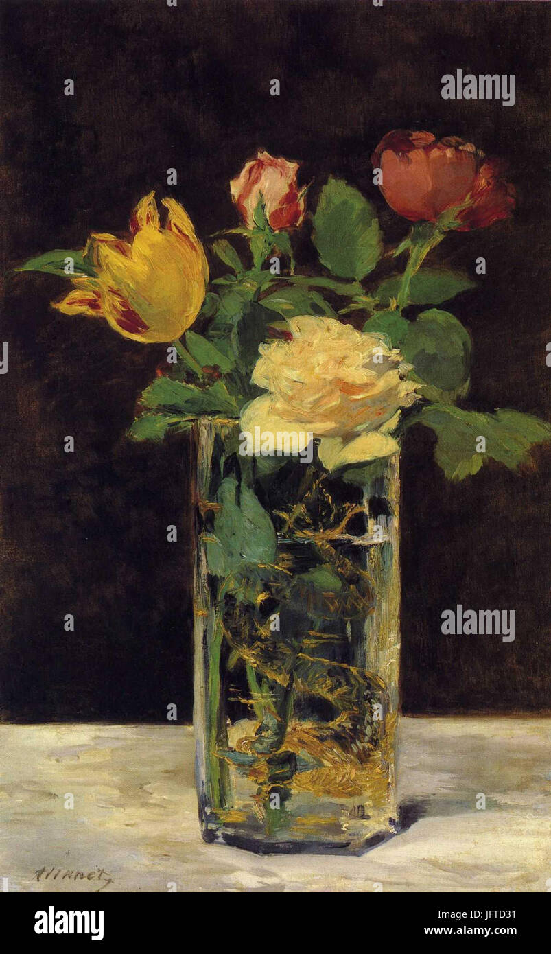 Édouard Manet - Roses et tulipes dans une vase (RW 4 Stock Photo - Alamy