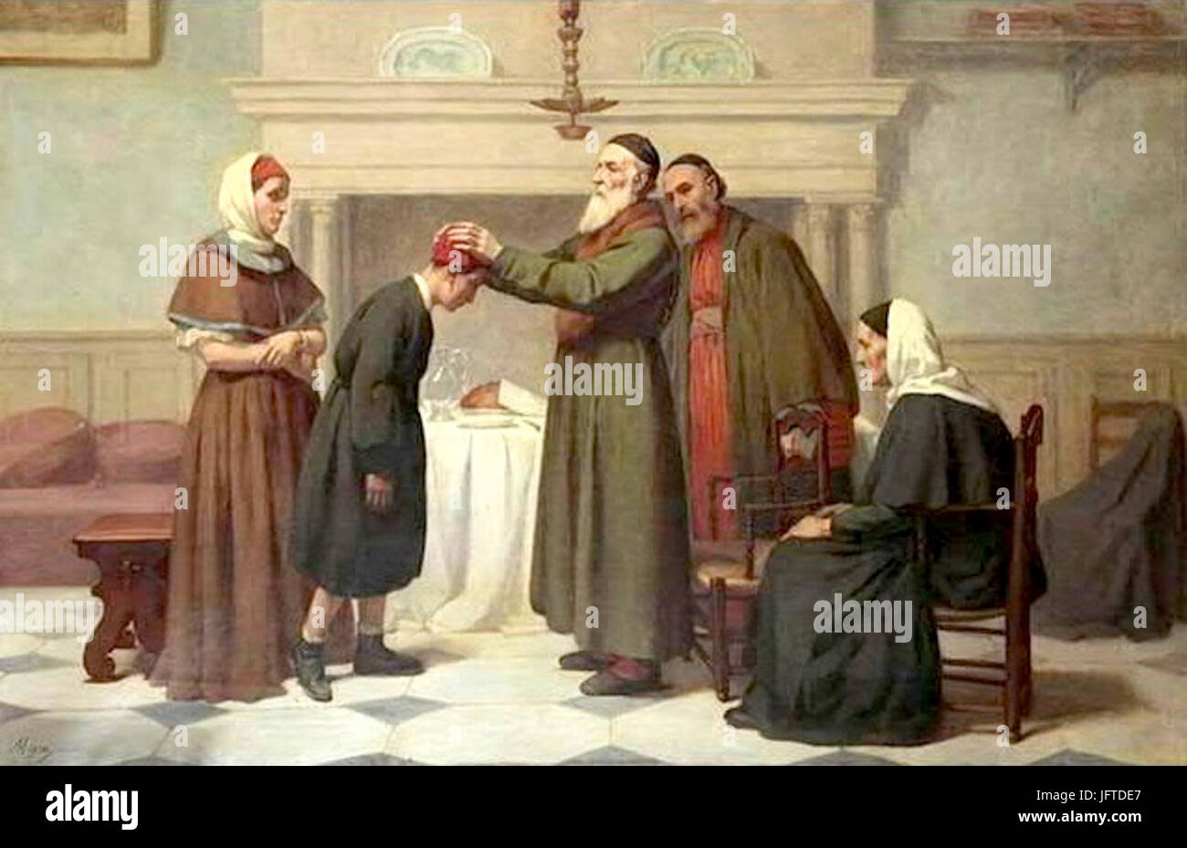 Édouard Moyse La bénédiction de l aïeul XIXe siècle Stock Photo - Alamy