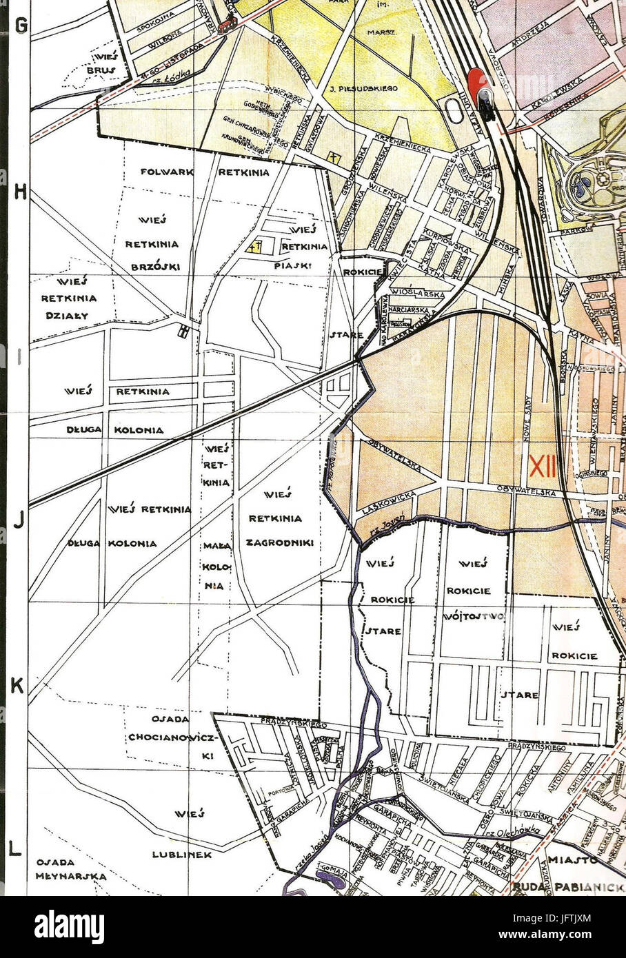 Łódź (Retkinia-Karolew) - mapa (1937 Stock Photo - Alamy