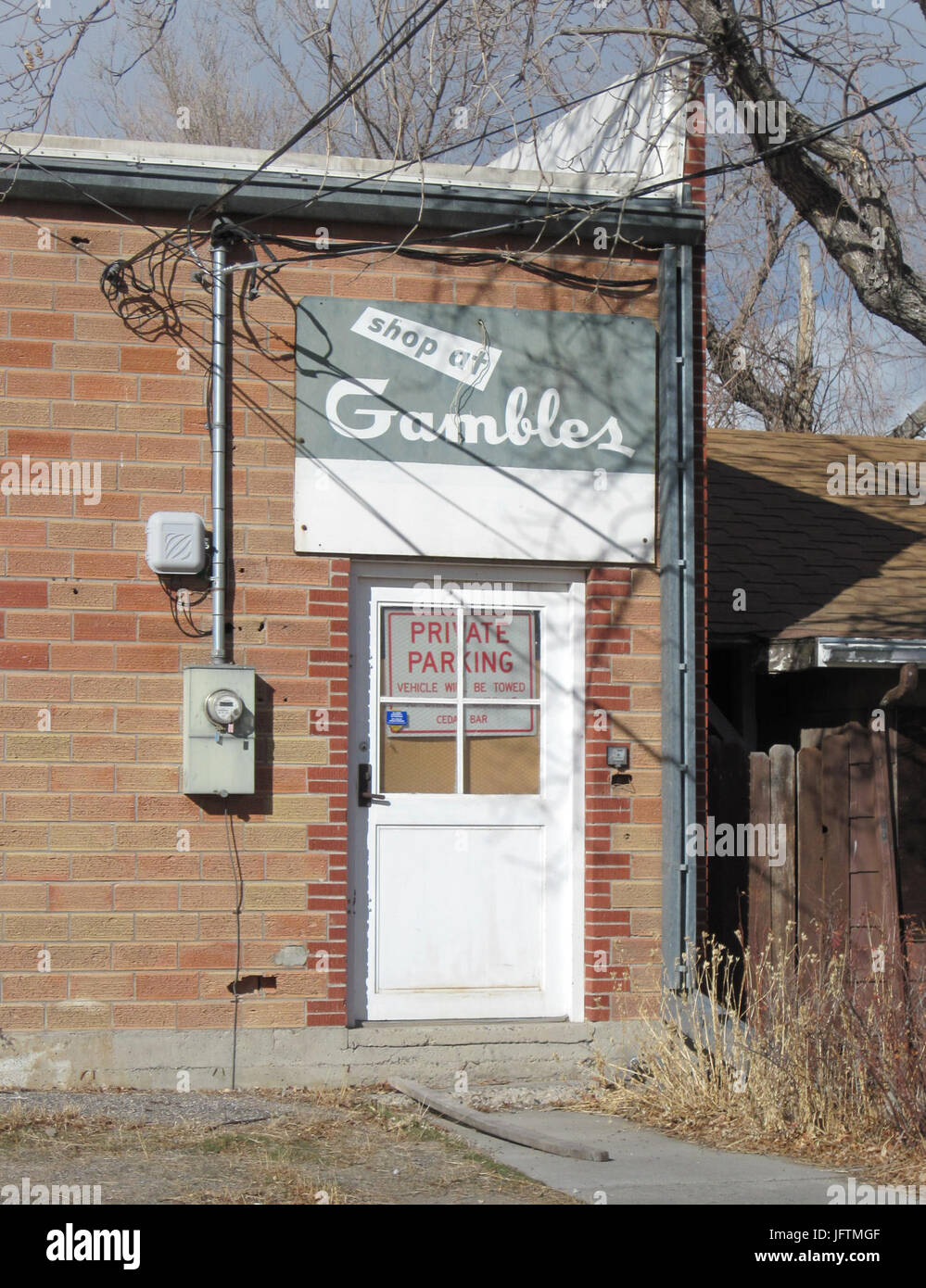 Shop at Gambles Sign Stock Photo - Alamy