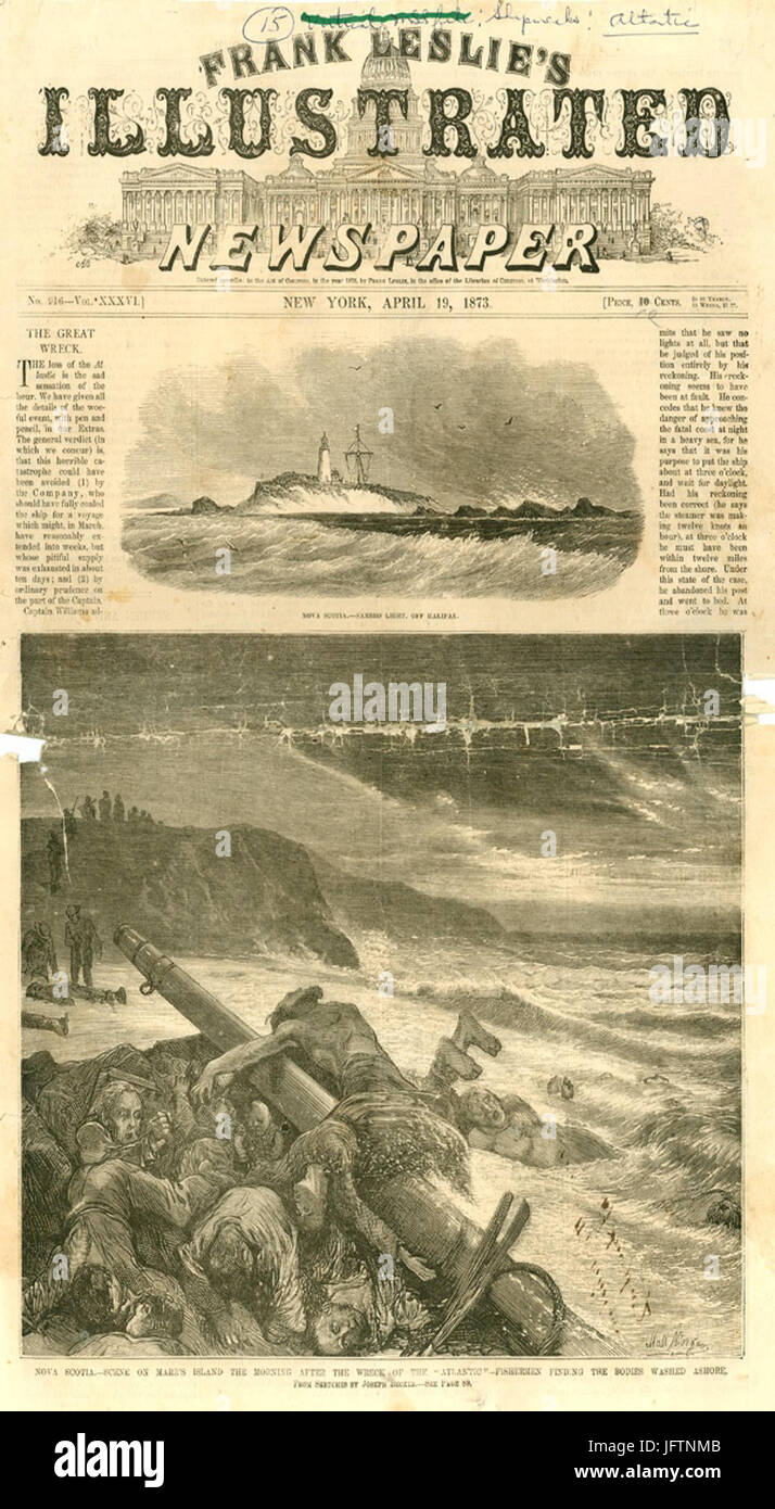 The Great Wreck , Frank Leslie's Illustrated Newspaper, New York, April ...
