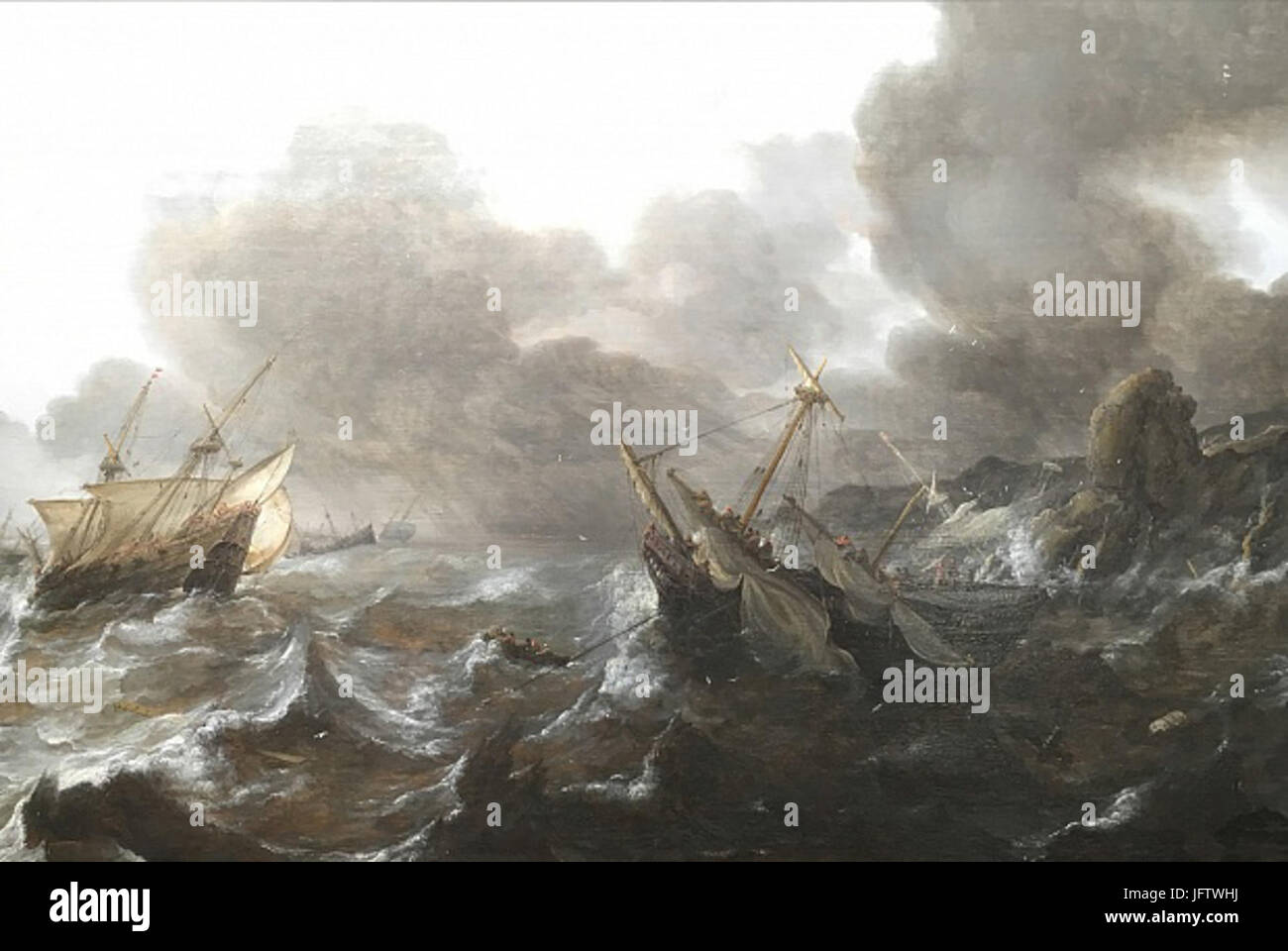 Ships in Distress on a Stormy Sea by Jan Porcellis Stock Photo - Alamy