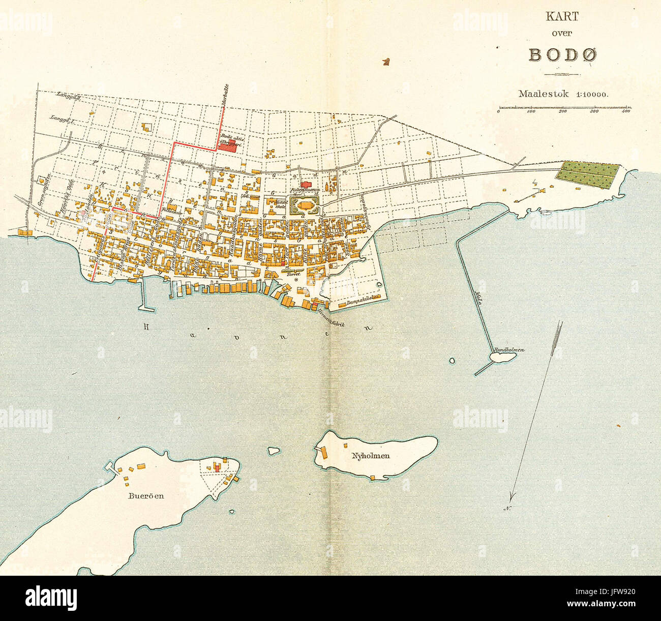 Bodø map 1908 Stock Photo - Alamy