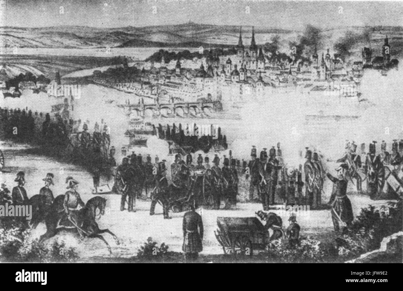 Bombardovơ3A1ní Prahy 1848 Stock Photo - Alamy