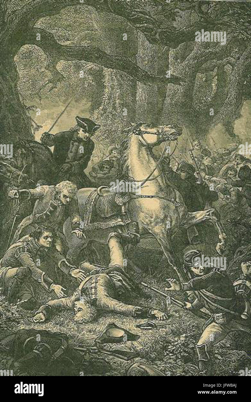 Braddock s death at the Battle of Monongahela 9-July-1755 Stock Photo ...