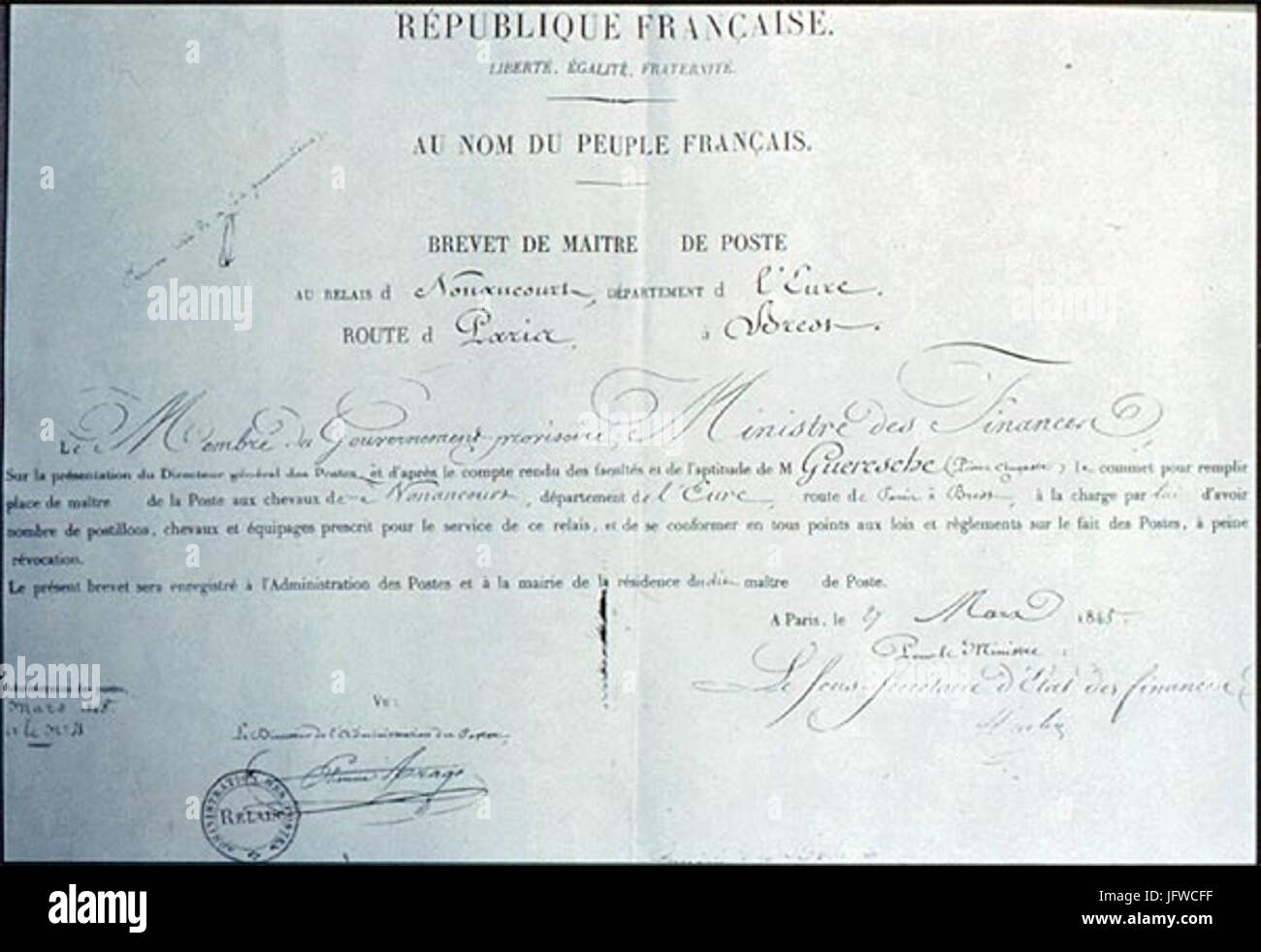 Brevet de maơ3AEtre de poste Stock Photo - Alamy