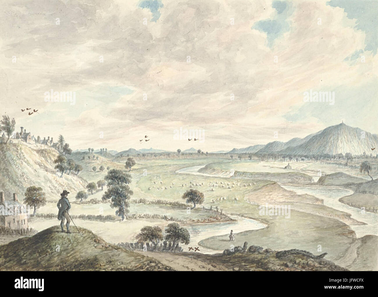 Breyden Hills from Llanymynach and Rodney s Pillar 1795 Stock Photo - Alamy
