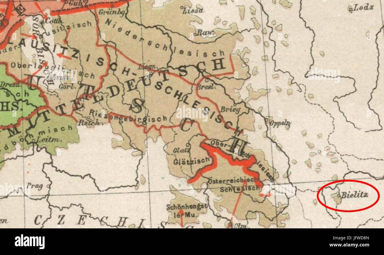 Brockhaus 1894 Deutsche Mundarten 28Bielitz-Biala29 Stock Photo - Alamy