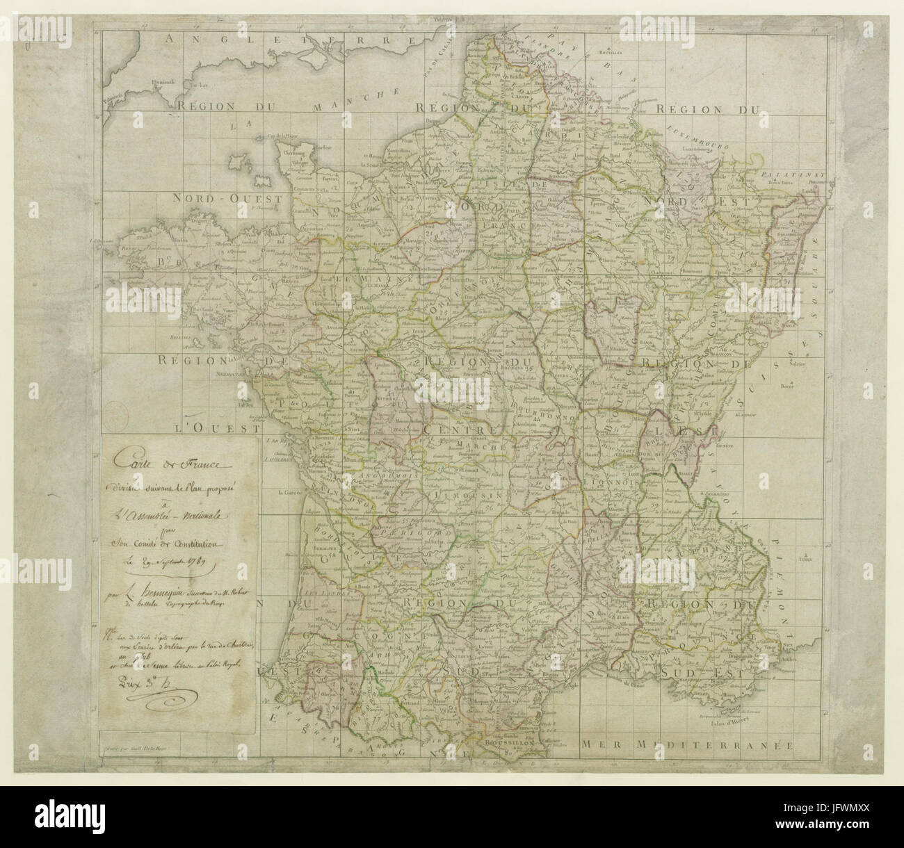 Carte de la France divisée suivant le plan proposé à l'Assemblée ...