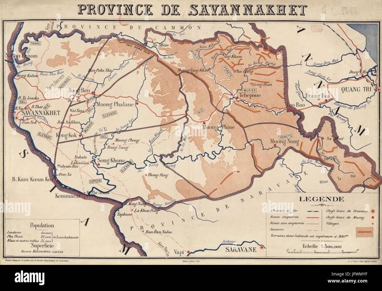 Carte de la province de Savannakhet 28Laos29 en 1925 Stock Photo - Alamy