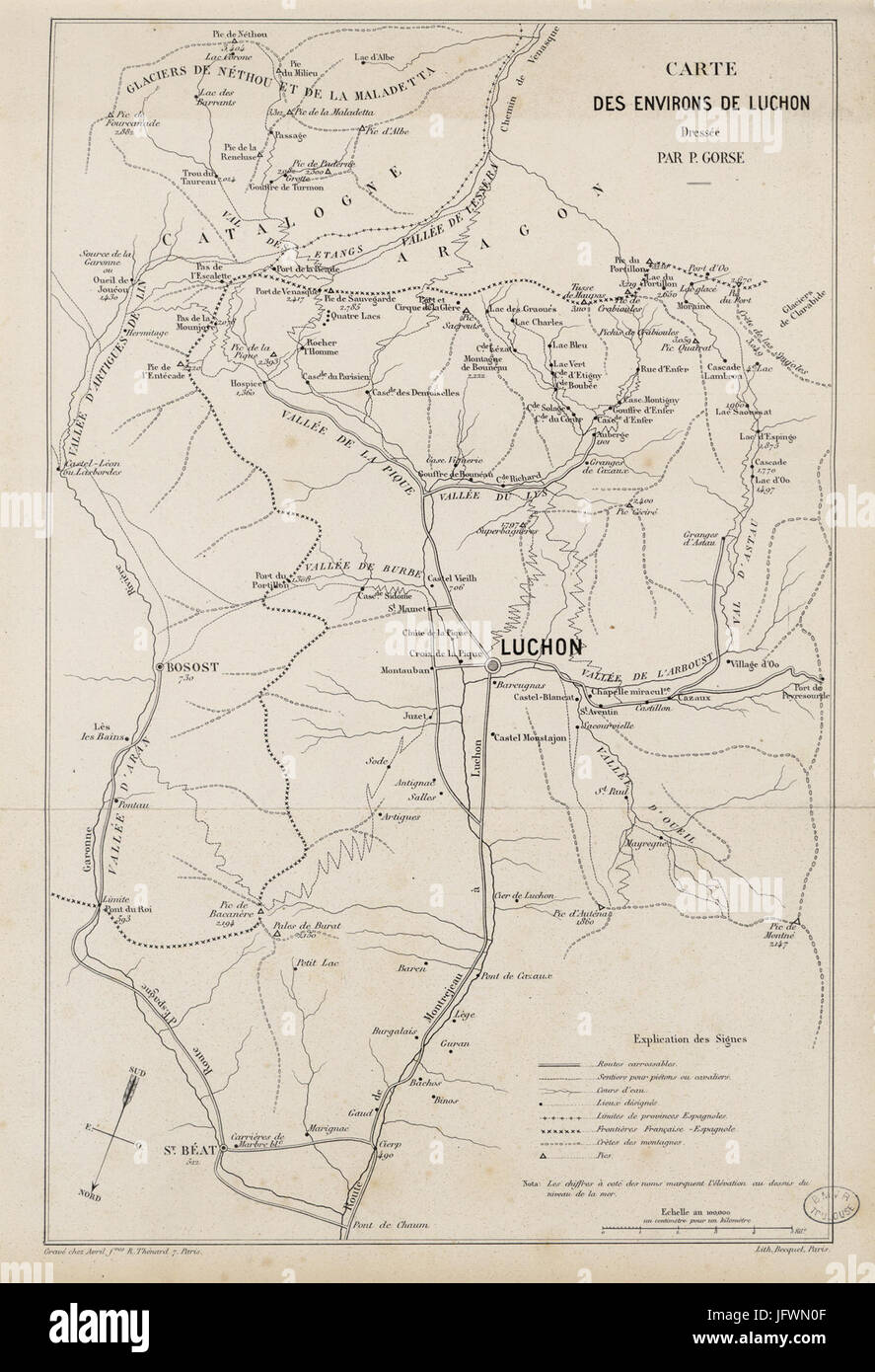 Carte des environs de Luchon dressée par P. Gorse - Fonds Ancely ...