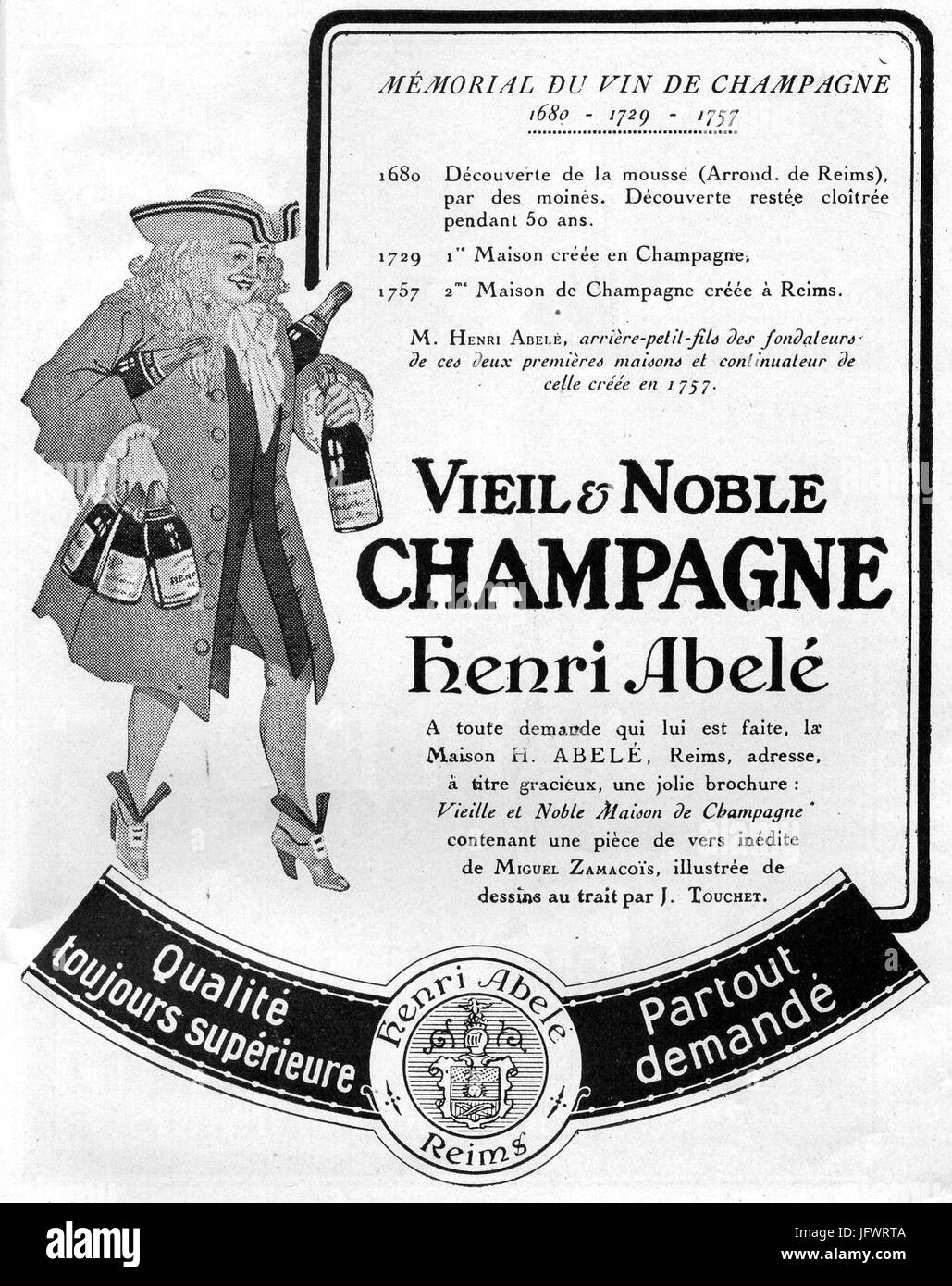 Champagne Henri Abelé-1923 Stock Photo - Alamy