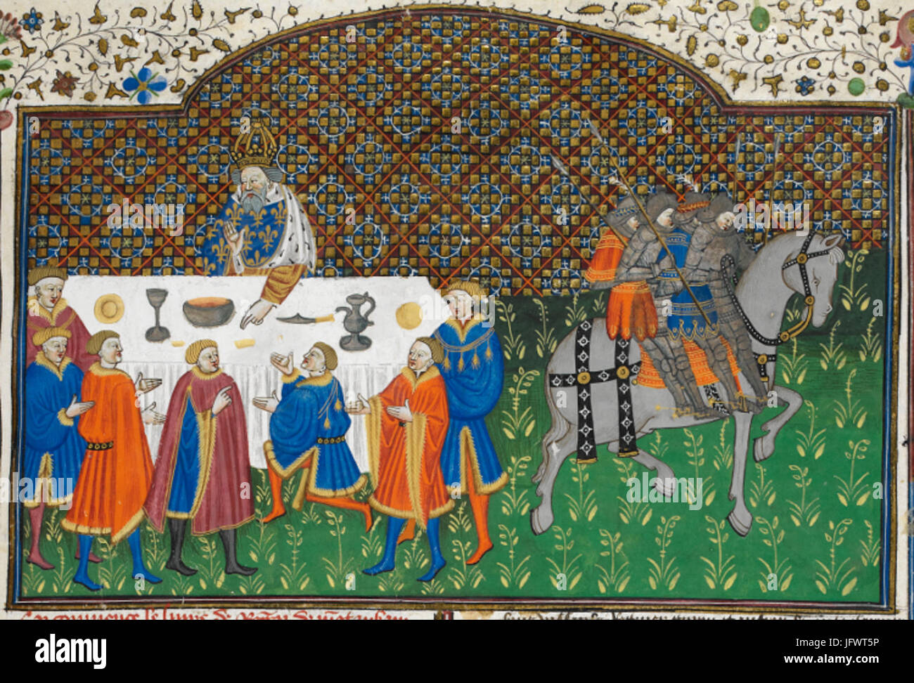 Charlemagne at dinner - British Library Royal MS 15 E vi f155r ...