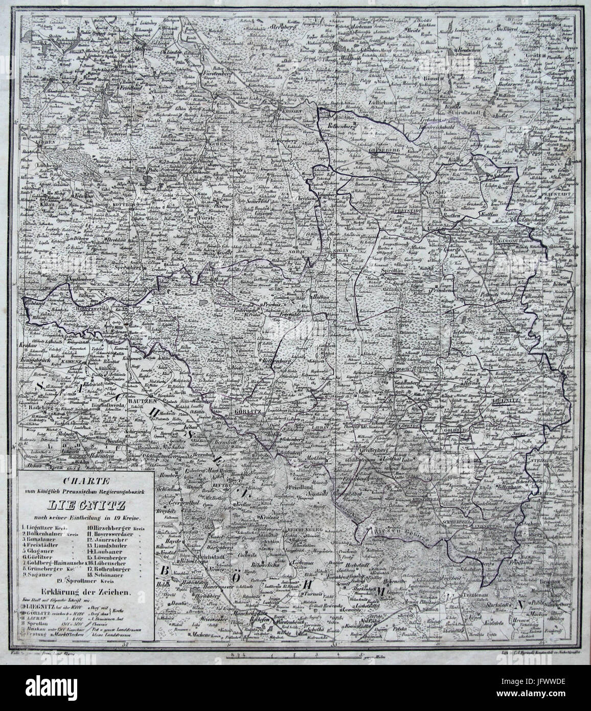 Charte vom Königlich Preussischen Regierungsbezirk Liegnitz Stock Photo ...