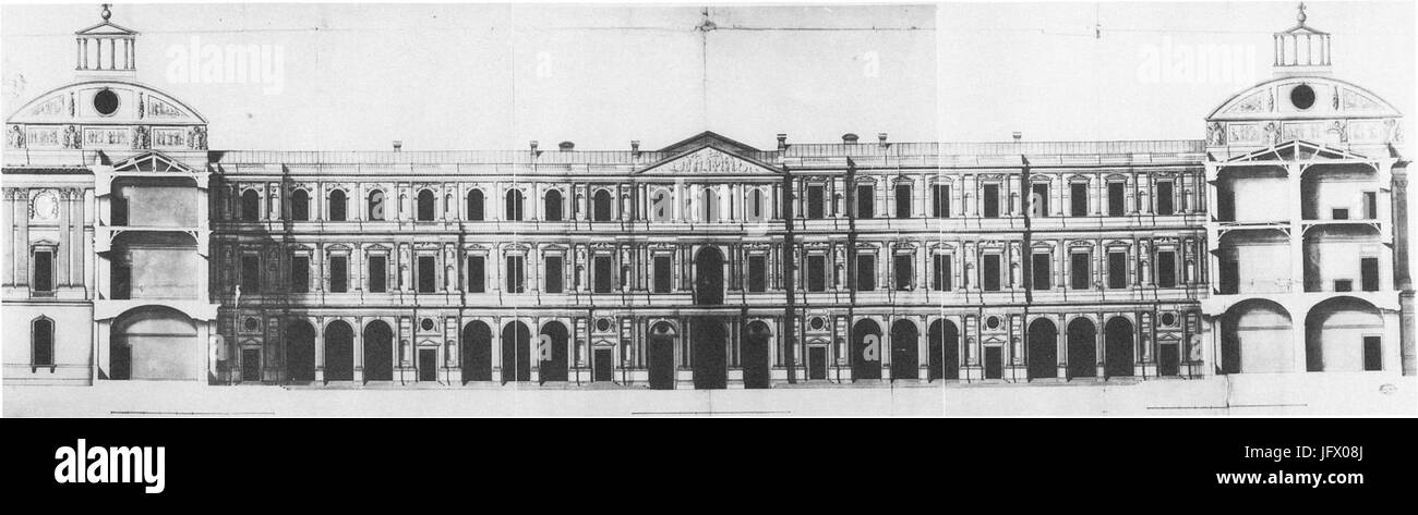 Claude Perrault, elevation of the east facade of the Cour Carrée of the ...