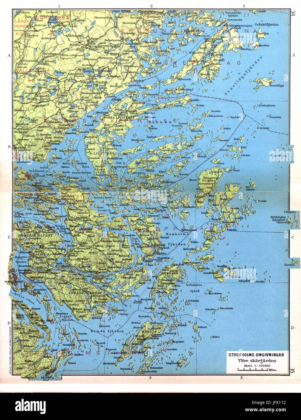 Cohrs atlas över Sverige 0018 Stockholm archipelago Stock Photo - Alamy