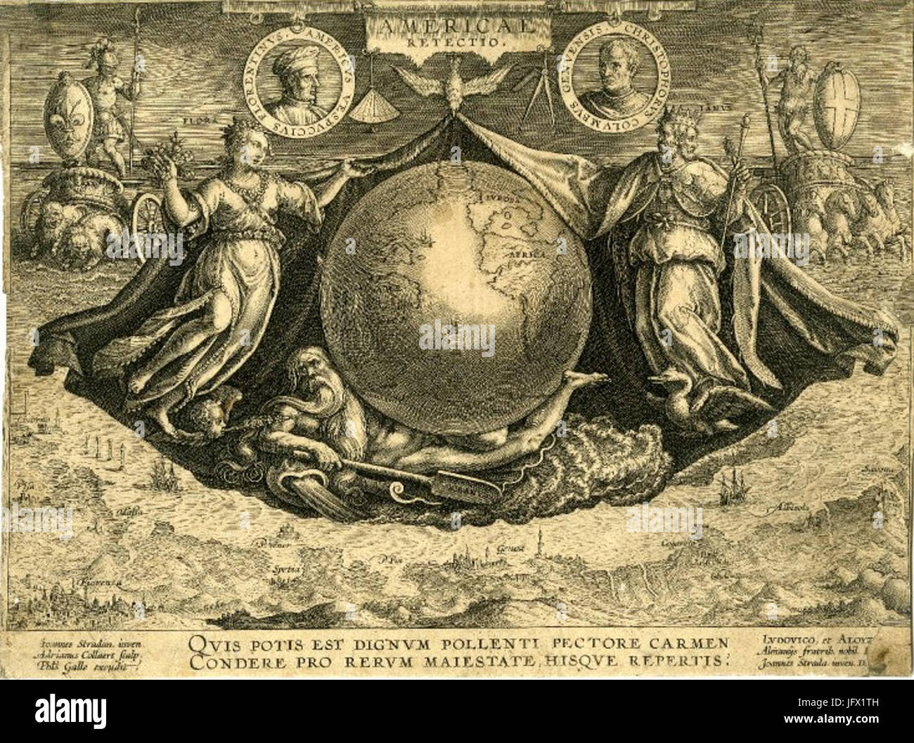 Columbus and Vespucci discoverers of America Stock Photo - Alamy